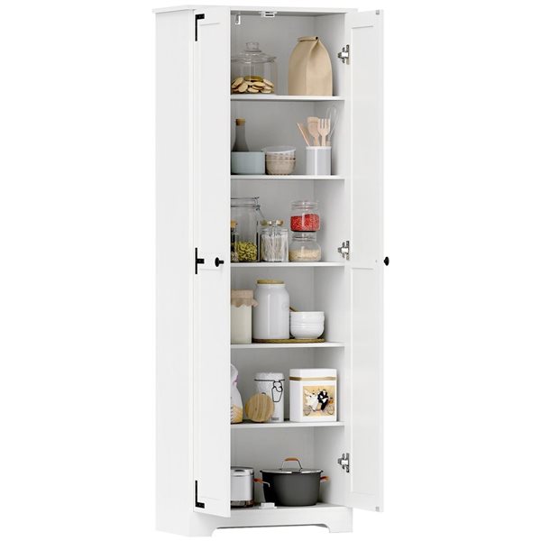 HOMCOM White Composite 12 D x 67 H x 24-in W Farmhouse Kitchen Pantry ...
