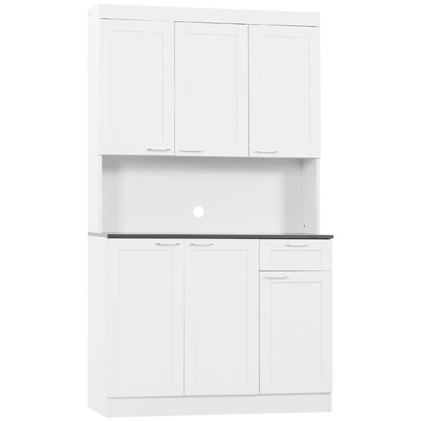 HOMCOM Glossy White Composite 15 D x 71 H x 40-in W Kitchen Pantry ...
