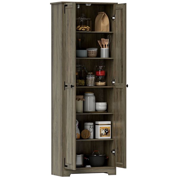 HOMCOM Grey Composite 12 D x 67 H x 24-in W Farmhouse Kitchen Pantry ...