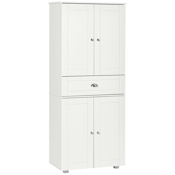 HOMCOM White Composite 16 D x 72 H x 30-in W Kitchen Pantry Cabinet w ...