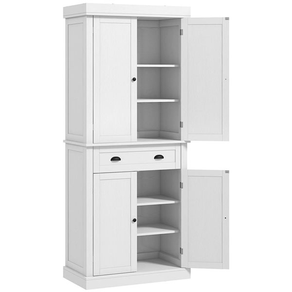 HOMCOM White Composite 16 D x 73 H x 30-in W Tall Kitchen Pantry ...