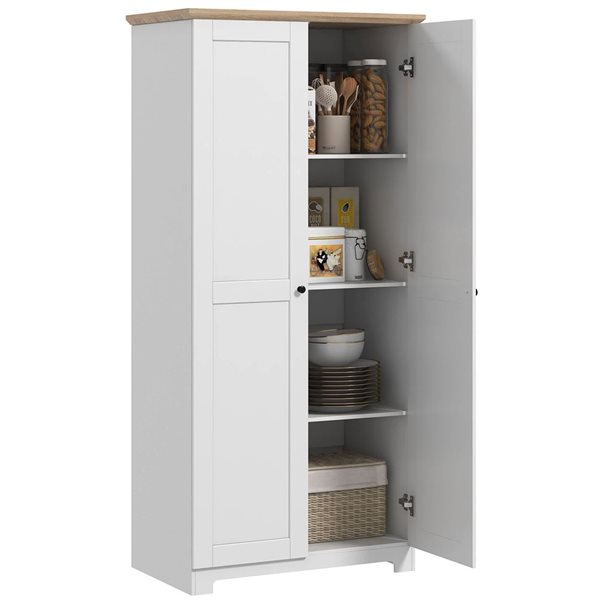 HOMCOM White Composite 19 D x 68 H x 32-in W 4-Tier Kitchen Pantry ...