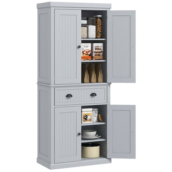 HomCom Grey Composite 16 D x 72 H x 30-in W Freestanding Kitchen Pantry ...