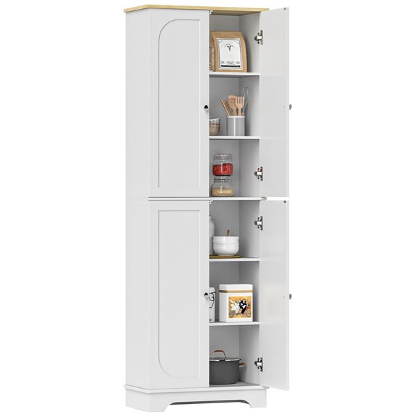 HOMCOM White Composite 12 D x 72 H x 24-in W Tall Kitchen Pantry ...