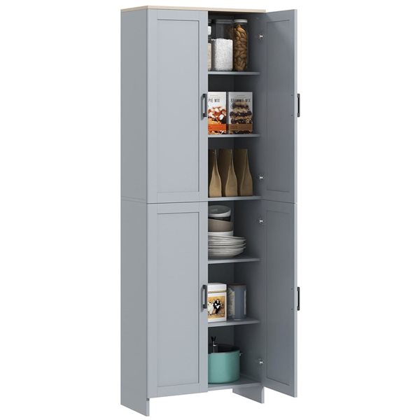 HOMCOM Grey Composite 12 D x 67 H x 24-in W 4-Door Kitchen Pantry ...