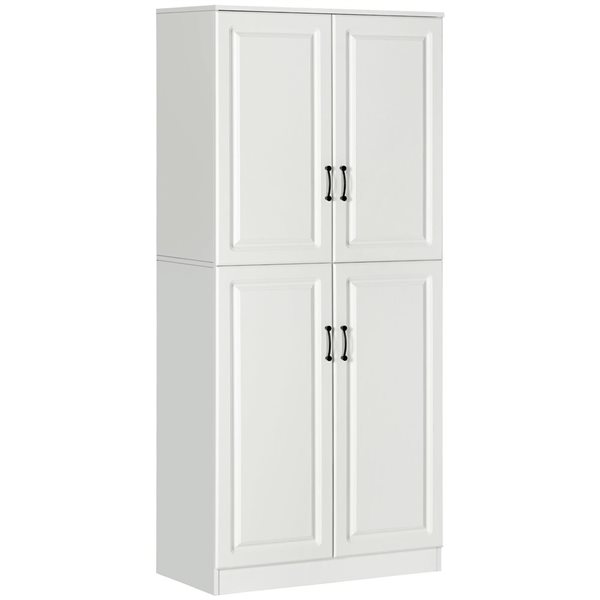 HOMCOM White Composite 16 D x 71 H x 32-in W Kitchen Pantry Cabinet w ...