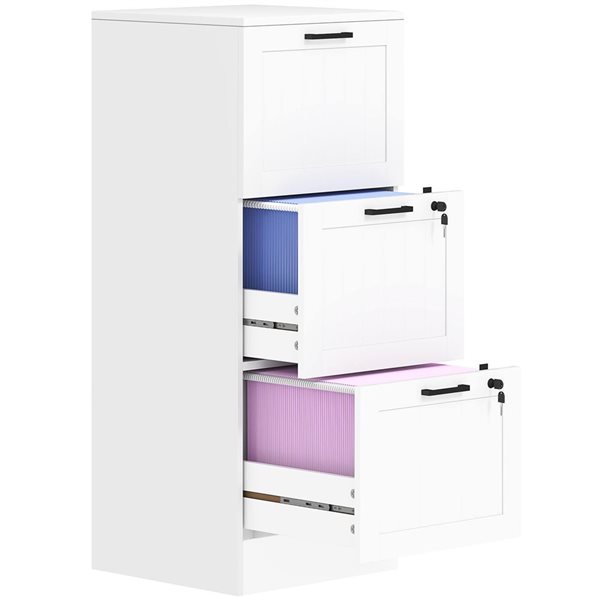 Classeur de bureau 3 tiroirs par HOMCOM 15,7 x 39,8 po en bois ...