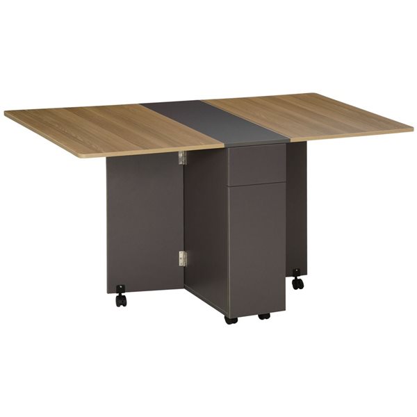 HOMCOM Brown Rectangular 29 H x 55 L x 30-in W Extending Foldable Drop ...