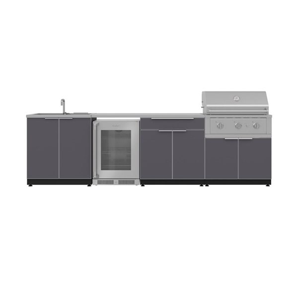 NewAge Products 6-Piece 121 x 24 x 48.5-in Slate Gray Modular Outdoor ...