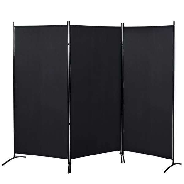 HOMCOM 100 W x 72-in H 3-Panel Black Fabric Double Hinged Privacy ...
