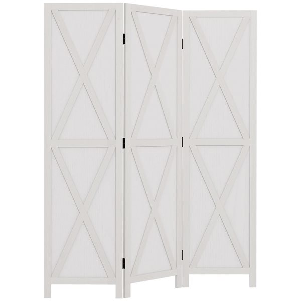 HOMCOM 5.6-ft H 3-Panel White Wood Farmhouse Style Folding Privacy ...