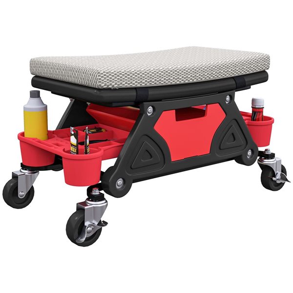 HOMCOM 300-lb Plastic Rolling Mechanic Garage Stool - Grey C20-085V00GY ...