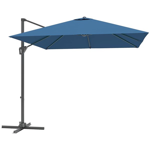 Outsunny 8 x 8-ft Navy Blue Patio Hanging Umbrella with Cross Base 84D ...