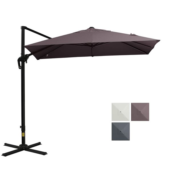Outsunny 8 x 8-ft Light Brown Patio Hanging Umbrella with Cross Base ...