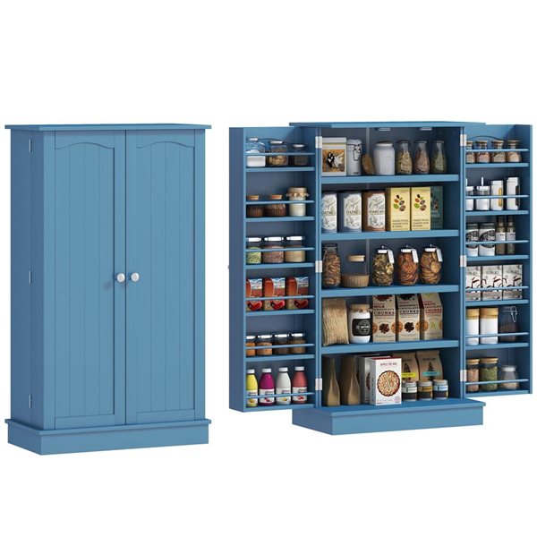 HOMCOM Blue 12 D x 41 H x 24-in W Composite Modern Kitchen Pantry ...