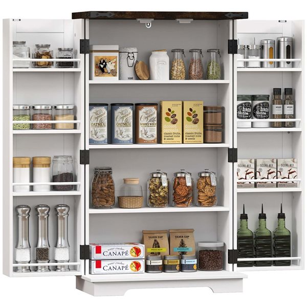 HOMCOM White 12 D x 41 H x 24-in W Composite Farmhouse Kitchen Pantry ...