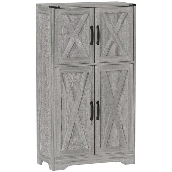 HOMCOM 24-in W Grey Particleboard Freestanding Pantry Storage Cabinet w ...