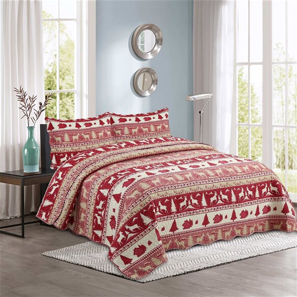 Marina Decoration Cabin Red Goat Pattern Embossed Solid Pinsonic King ...