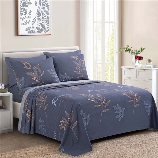 Marina Decoration 6-Piece Bamboo/Polyester King Bed Sheet Set - Grey ...