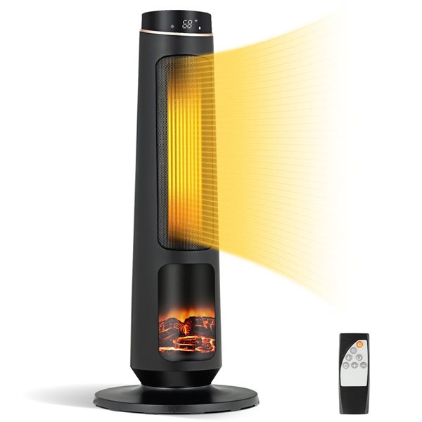 Costway 1500 W Portable Electric Oscillating Heater w/ 3D Realistic ...