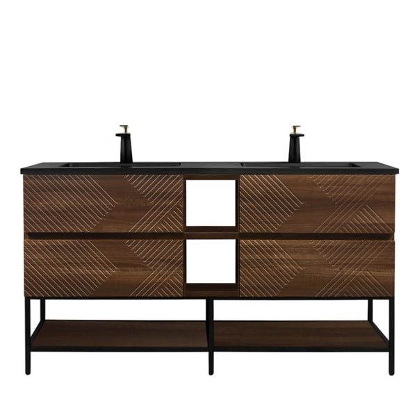 Meuble-lavabo à double vasque Rowan de GEF de 72 po avec comptoir en ...