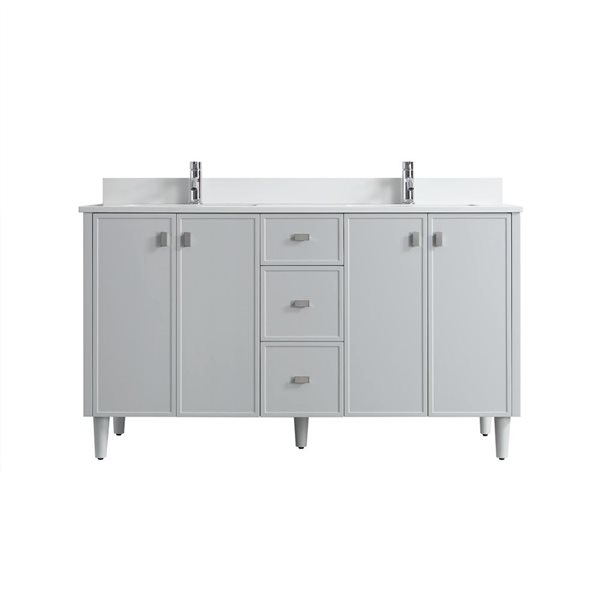 GEF Colt 60-in Freestanding Vanity w/ Pure White Quartz Countertop ...