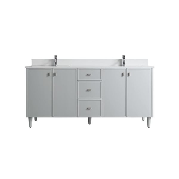 GEF Colt 72-in Freestanding Vanity w/ Pure White Quartz Countertop ...