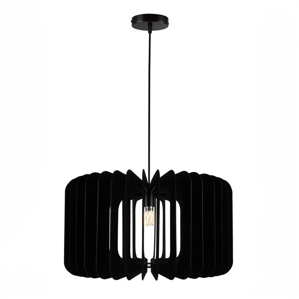 Hudson Home Chandra 23.6-in dia Black Wood Contemporary Hardwired ...