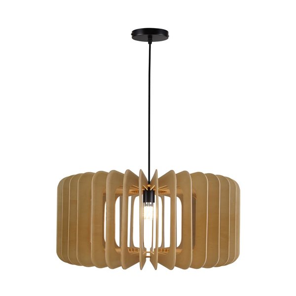 Hudson Home Chandra 23.6-in dia Natural Wood Contemporary Hardwired ...