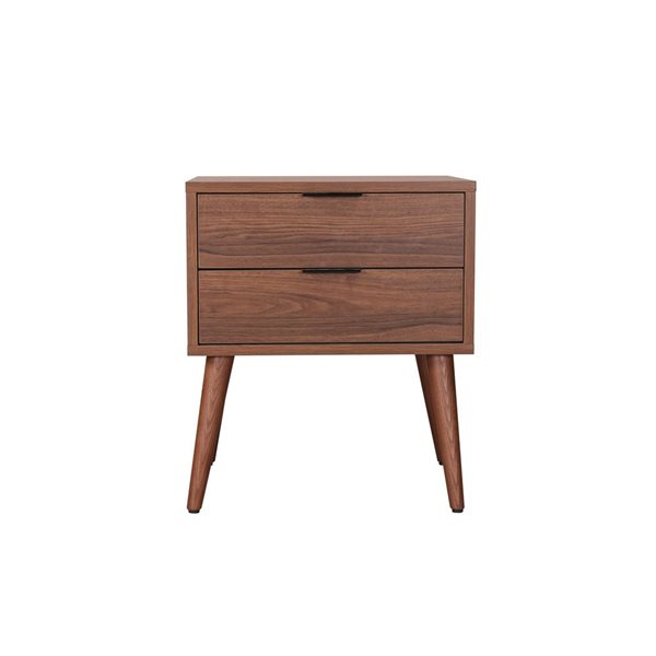 HomeTrend Fletcher Nightstand w/ 2 Drawers - Faux Walnut 589WN-4 | RONA