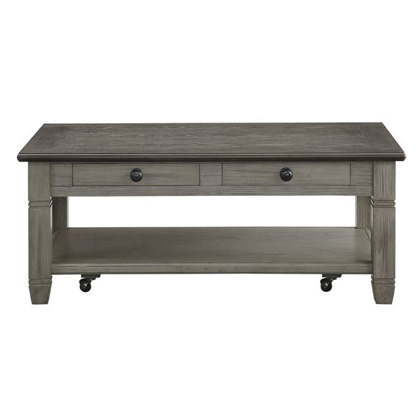 HomeTrend Granby Coffee Table w/ 2 Drawers and Casters - Two-Tone Grey ...