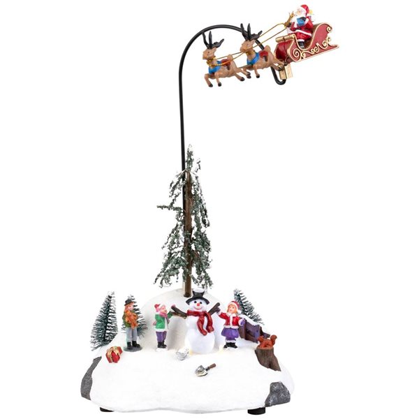 Northlight 13.5-in LED Lighted and Musical Flying Santa Animated ...