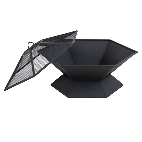 Foyer à bois hexagonal en acier noir Sunjoy 35 po avec tisonnier et ...