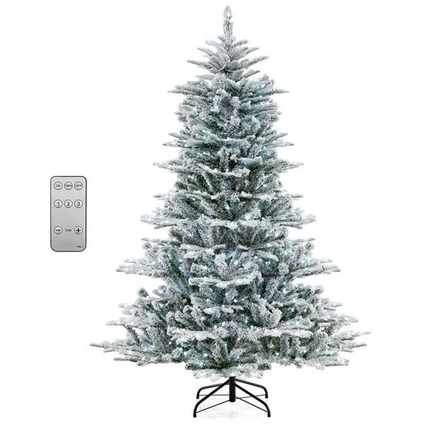 Costway 6-ft Snow Flocked Artificial Christmas Tree w/ 661 PVC and PE ...