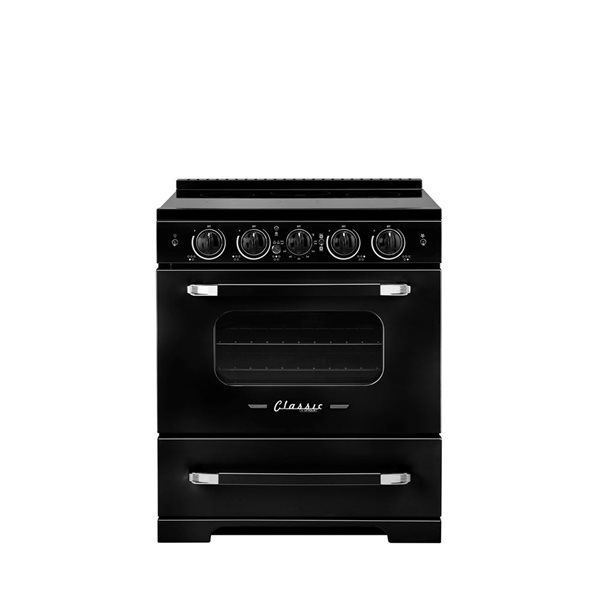 Unique Appliances Classic Retro 30-in Induction Range, Midnight Black ...