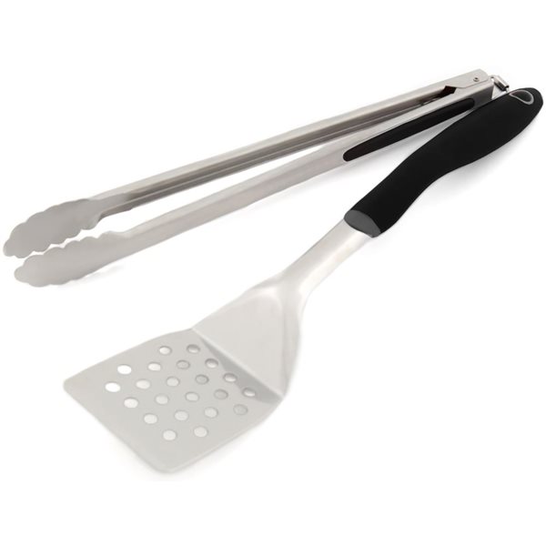 GrillPro Set of 2 Stainless Steel Essential Tools w/ Spatula and Tongs ...