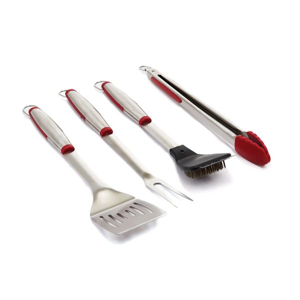 GrillPro Set of 4 Stainless Steel Grill Tool Set w/ Rubber Accents ...