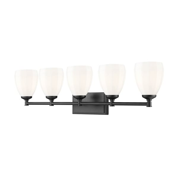 Z-Lite Oren 5-Light Matte Black LED Vanity Light w/ Opal Glass Shade ...