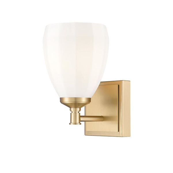 Z-Lite Oren 1-Light Gold LED Vanity Light w/ Opal Glass Shade 7004-1V ...