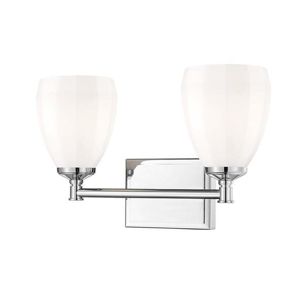 Z-Lite Oren 2-Light Polished Chrome LED Vanity Light w/ Opal Glass ...