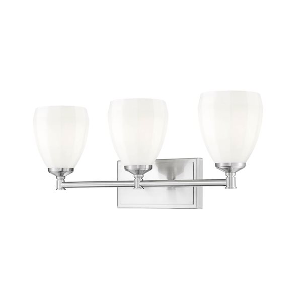 Z-Lite Oren 3-Light Brushed Nickel LED Vanity Light w/ Opal Glass Shade ...