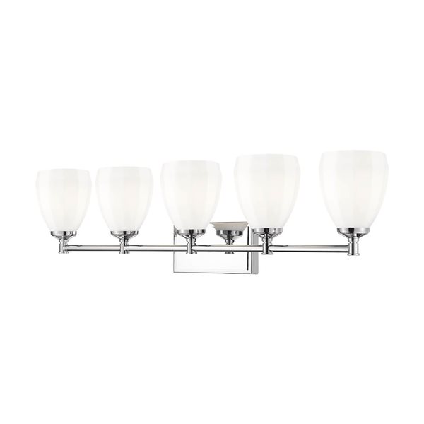 Z-Lite Oren 5-Light Polished Chrome LED Vanity Light w/ Opal Glass ...