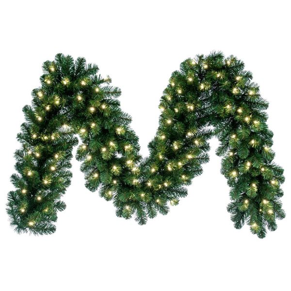 Vickerman 25-ft Grand Teton Artificial Pine Christmas Garland with Warm ...