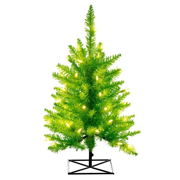 Vickerman 3-ft H Pre-Lit Lime Fir Artificial Halloween Tree w/ Lime ...