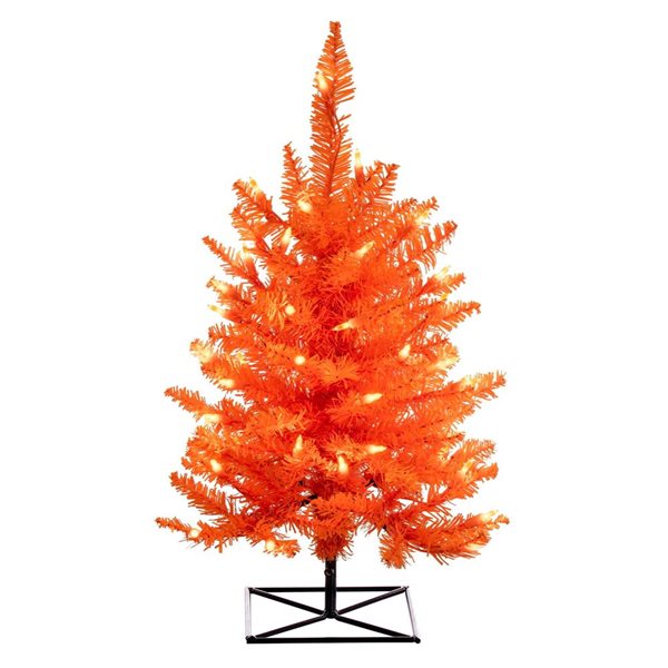 Vickerman 3-ft H Pre-Lit Orange Fir Artificial Halloween Tree w/ Orange ...