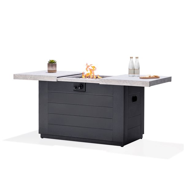 Sunjoy 40-in W Lambert LP Liquid Propane Gaz Fire Table w/ Steel Marble ...