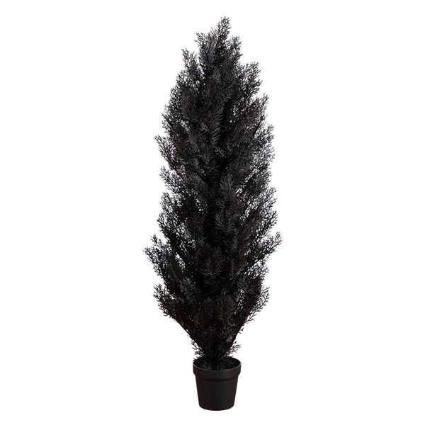 Nearly Natural 4-ft H UV Resistant Black Cedar Artificial Halloween ...