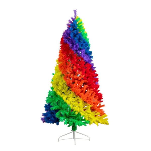 Nearly Natural 6-ft H Pine Rainbow Artificial Christmas Tree w/ Leg ...