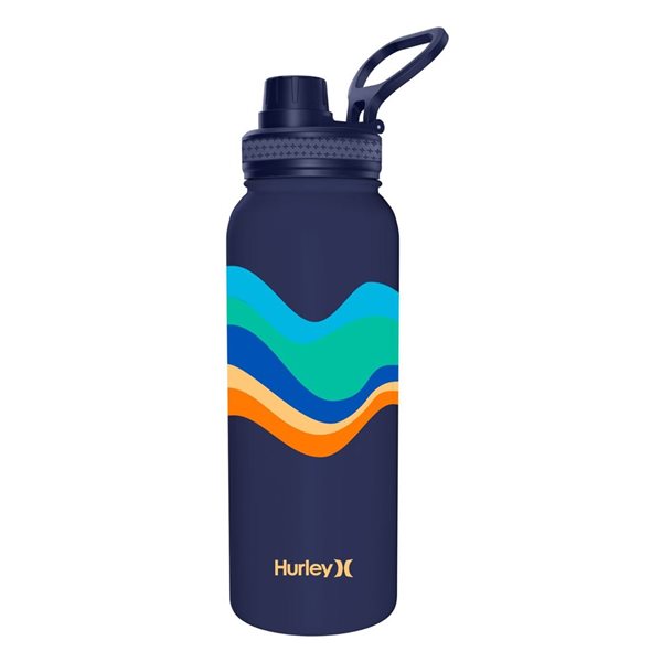 Hurley Stainless Steel Water Bottle w/ Chug Cap - Navy Wave - 950-ml ...