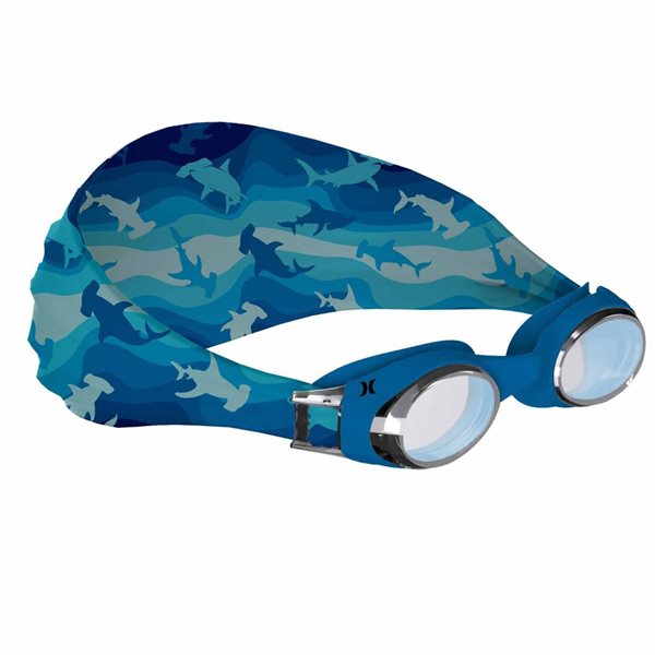 Hurley Kids' Swim Goggles w/ Hair-Safe Fabric Strap - Hammerhead Sharks ...